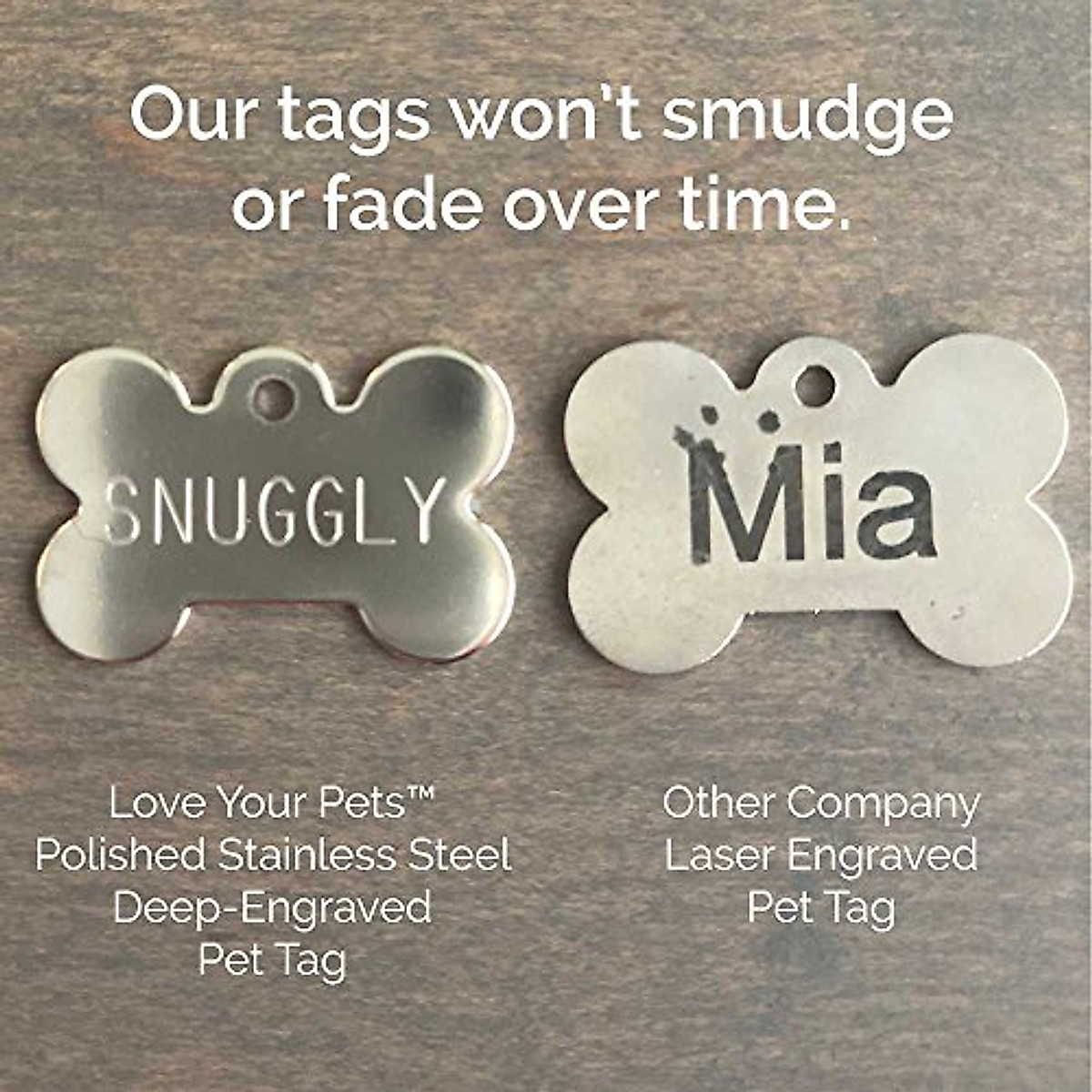 Love Your Pets Classic Pet ID Tags - Stainless, Brass & Aluminum-2 Sided Deep Engraved Dog Tags-Personalized Dog ID Tags, Cat Tags