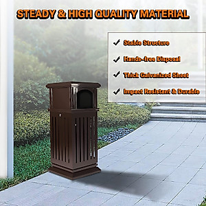 40L Outdoor Trash Can Commercial Garbage Enclosure with Locking Lid, Installation-Free, Galvanized Sheet (Black) 35.4 x 15.7 x 15.7 in