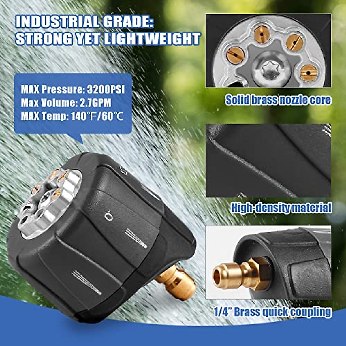 MEKOH Pressure Washer Nozzle, 7-in-1 Quick Changeover Nozzle, Adjustable Pressure Washer Nozzle with 1/4 Inch Quick Connect, 3200 PSI Spray Nozzle