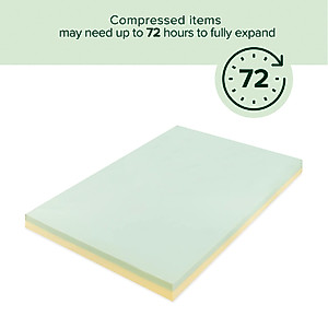 ZINUS 3 Inch Green Tea Memory Foam Mattress Topper, Pressure-Relieving Layers, CertiPUR-US Certified, Twin