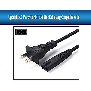 UpBright 2-Prong AC in Power Cord Cable Compatible with Cooluli CMF4LW CMF6P Classic-4L CL4L 10L CL10L 15L CL15L Concord 20L Concord-20LDX C20LDX Infinity 10L I10L 10-Liter K10LGA Mini Fridge Cooler
