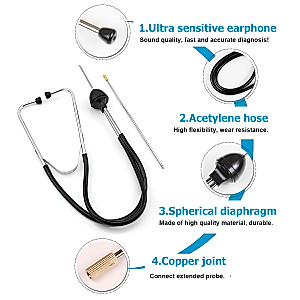 Osilly 2PCS Car Mechanic Stethoscope Engine Stethoscope, Stainless Steel Automotive Mechanics Cylinder Stethoscope, Vehicle Diagnostic Hearing Tool, Universal for SUV Truck RV Motorcycle