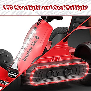 YUFU Electric Go Kart 12V Battery Powered Ride On Car Outdoor Racer for Kids Adults Electric Vehicle Toy for Boys Girls with Bluetooth and Remote Control (Red)