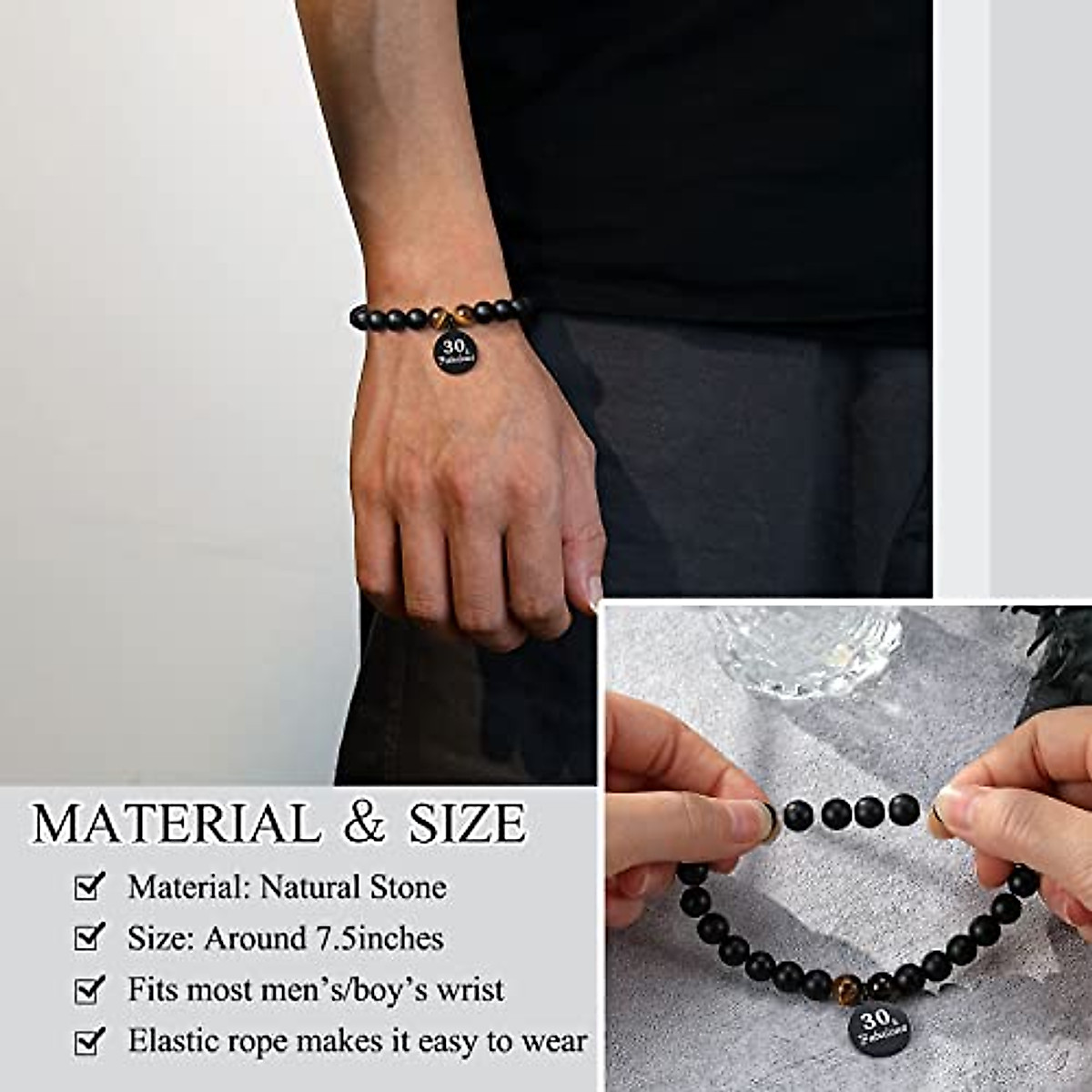 UPROMI 30th Birthday Gifts for Him, 30th Birthday Decorations for Him, 30 Year Old Birthday Gifts for Men, Happy Birthday Bracelet Gifts for 30 Year Old Men Him Boyfriend Son Brother