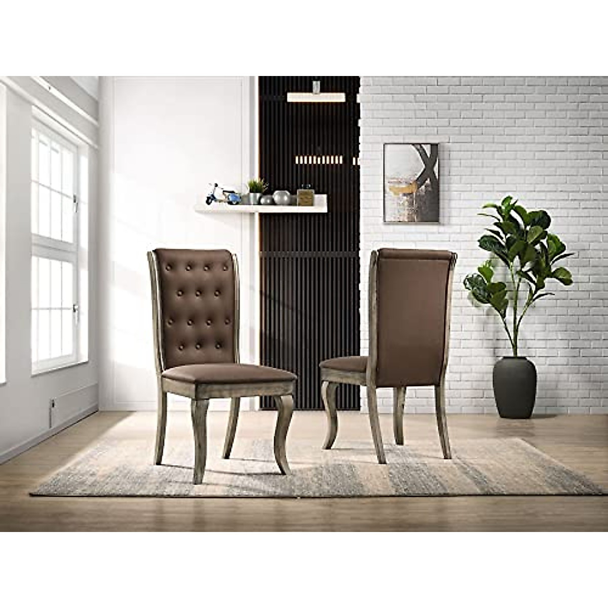 Liveasy Furniture Dining Table Set for 6 with Chairs, Dining Room Table Set with Tufted Dining Chairs, Kitchen Table Set for 6