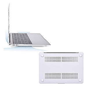 MOSISO Compatible with MacBook Air 13 inch Case 2022 2021 2020 2019 2018 Release A2337 M1 A2179 A1932 Retina Display Touch ID, Plastic Pattern Hard Shell&Keyboard Cover&Screen Protector, White Marble