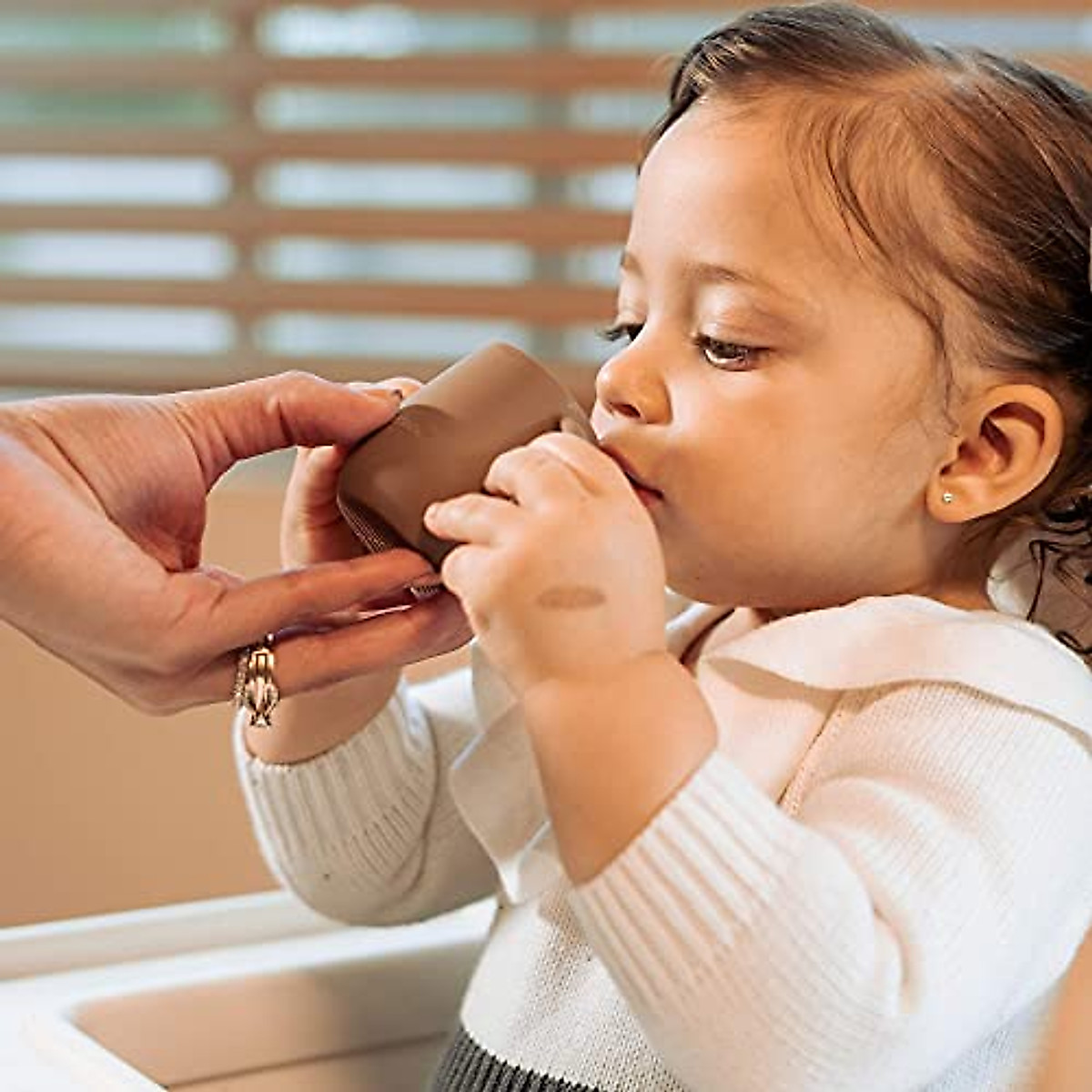 BraveJusticeKidsCo. | Teenie Tiny™ Silicone Developmental Baby-Led Weaning Drinking Cups (2 pack) (Blue Fusion)