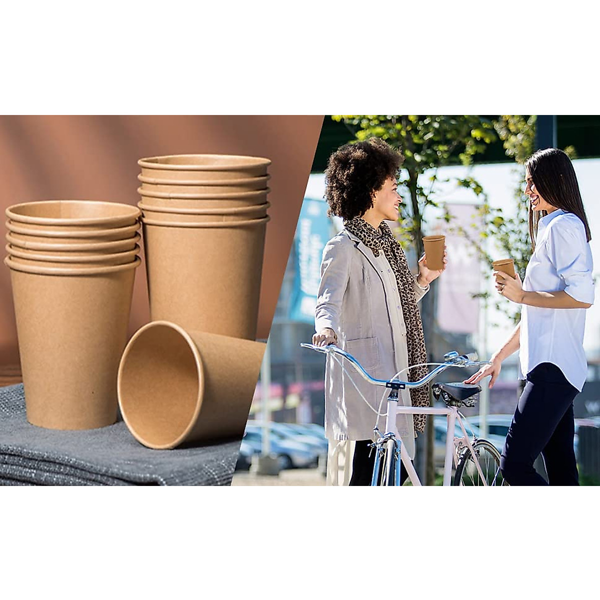 PANSUN Selected [192 Pack] 12oz Kraft Paper Coffee Cups, Leak-Proof Hot Drink Cups - Unbleached and Thickened for Enhanced Durability
