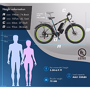 BLUMEMO Electric Bike for Adults 1000W, Removable 48V/17.5AH Battery E-Bike, Max 31Mph,Fat Tire Electric Bicycle 26" 4.0 for Trail Riding/Excursion/Commute 21-Speed Shifting UL and GCC Certified