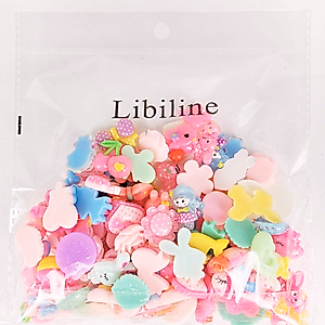 LibiIine 100pcs Mix Lots Flatback Resin Buttons Flat Back Scrapbooking Resin Flatback Craft