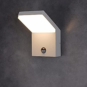 Outdoor Light Fixture with Motion Sensor LED Modern White Porch Light for Patio Garage Garden Doorway,IP54 Waterproof 100-240V 3000K