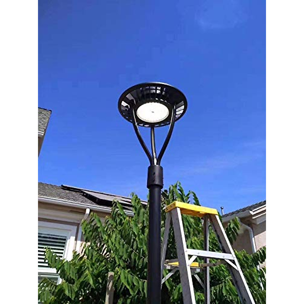 OPENLUX Led Post Top Light 80W DLC ETL Listed 11,200Lm 5000K Daylight IP65 Waterproof LED Post Top Outdoor Circular Area Pole Light [350W Equivalent] for Garden Yard Street Lighting