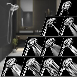 Shower Head with Handheld High Pressure: INAVAMZ Hand Held Shower Head & Rain Shower Head 2-IN-1 Shower Head with 59" Rotatable Stainless Steel Hose, Meet cUCP and CEC Certification