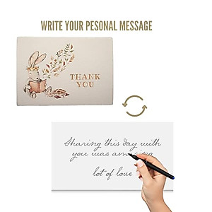 Generic Baby Shower Thank You Cards with Envelopes and Stickers, 60 Pieces, White, 4''x6''