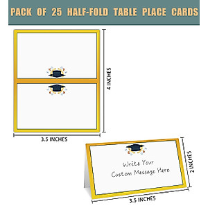 Table Place Card for Graduation Party, 25 Pcs Small Tent Cards Set with Gold Balloons and Graduation Cap Design, Elegant Name Cards Food Lables, Graduation Party Decorations 2022 Supplies(10)