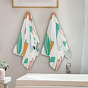 Blueangle Surfboard Pattern Print Soft Hand Towels for Bath Decorative Guest Towels Fingertip Towels for Bathroom Spa Gym, 2-Piece, 14.4 x 28.3 inches