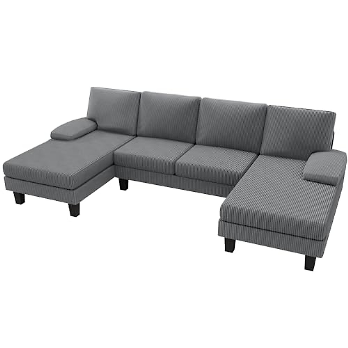 YESHOMY Sofa Sectional Comfy Couches for Living Room, Modern Deep Removable Back and Seat Cushions, 4 Seater Fluffy Sleeper with Soft Armrest, Silvery
