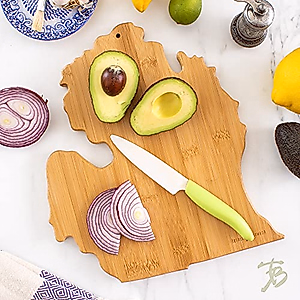 Totally Bamboo Destination Michigan State Shaped Serving and Cutting Board, Includes Hang Tie for Wall Display
