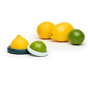 Food Huggers 2pc Reusable Silicone Citrus Savers | BPA Free & Dishwasher Safe | Fruit Produce Storage for Orange, Lemon, Lime, Banana, Cans & More | 2 Pack Round, Forest Mint