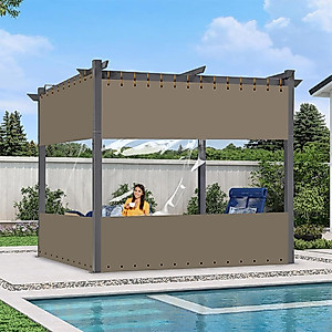 Covers & all Outdoor Clear Panel Curtain, 12 oz Vinyl Outdor Curtains for Patio, Waterproof & Weather Resistant Tarp with Brass Grommets for Pergola, Porch, Gazebos, Balcony (7H x 4W feet, Beige)