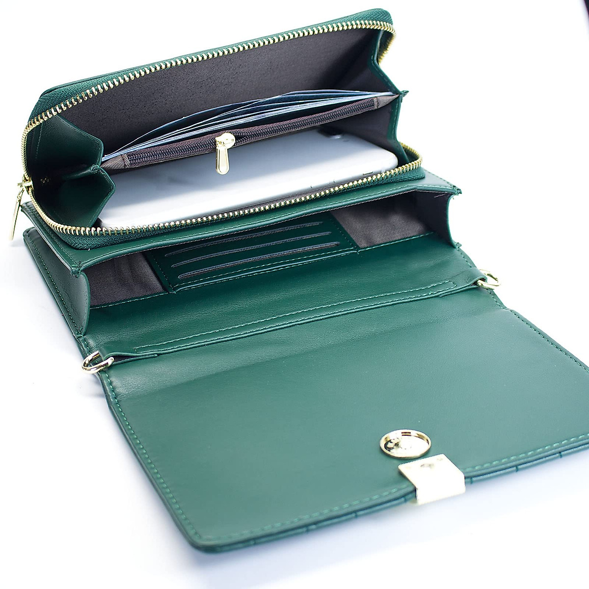 Small Crossbody Bag Shoulder Purse Handbag for Women Cellphone Card Holder Wallet (Green)