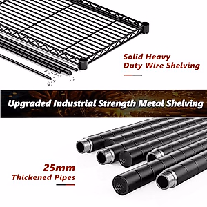 REIBII 71" W Storage Shelves,Wire Shelving Units Metal Shelves for Storage, 5 Tier Adjustable Garage Shelving Heavy Duty Storage Rack Pantry Shelf Kitchen Shelving 2PC,71''H X35.4''W X13.7''D