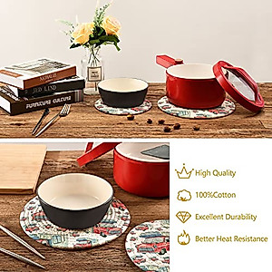 Camper Motorhouse Summer Trivet Pot Holders Red Classic Camper Van Hot Pads Trivets Mats Heat Resistant Cotton Potholders Round Table Counter Mat for Kitchen Coaster Hot Pan Dish 2pcs