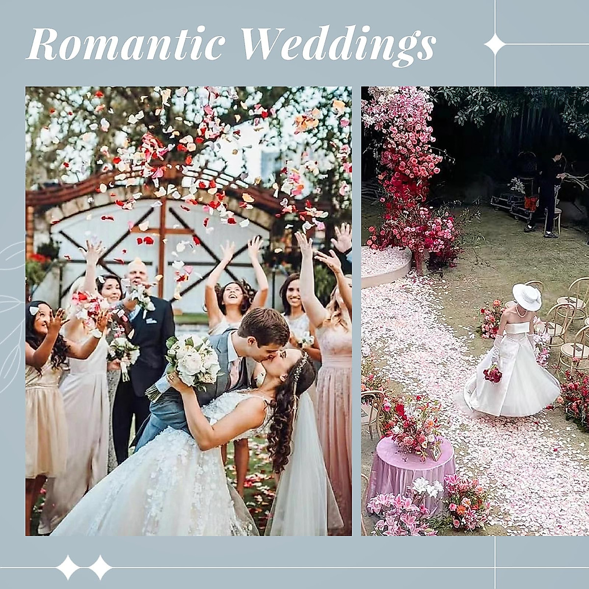 Der Rose 300pcs Artificial Flowers Silk Rose Petals Flower Girl Scatter Petals for Aisle Centerpieces Table Confetti Party Favors Home Wedding Decorations