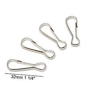 Honbay 50PCS 32mm 1 1/4" Metal Spring Hooks Snap Clips for Lanyard, Zipper Pull, ID Card, Key Chain, Plant Hanger, etc (32mm)