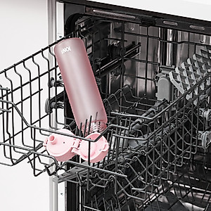 ION8 Water Bottle, 500 ml/18 oz, Leak Proof, Easy to Open, Secure Lock, Dishwasher Safe, BPA Free, Hygienic Flip Cover, Carry Handle, Fits Cup Holders, Easy Clean, Odor Free, Carbon Neutral, Rose Pink