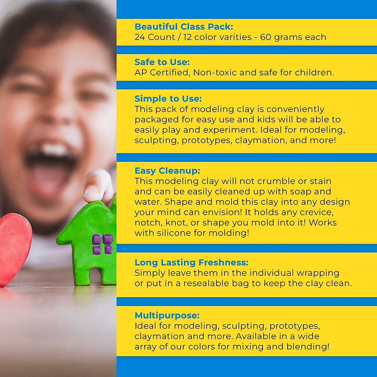 Sargent Art 24ct Class Pack Modeling Clay, Assorted 24 Pack, Non-Hardening