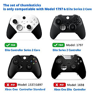 E-MODS GAMING 6 in 1 Metal Thumbsticks Replacement for Elite Series 2 Controllers Xbox One (Model1797) - Thumb Sticks for Elite Series 2 Core (White)