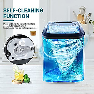 EUHOMY Ice Maker Machine Countertop, 26 lbs in 24 Hours, 9 Cubes Ready in 8 Mins, Electric ice Maker and Compact Potable ice Maker with Ice Scoop and Basket. Perfect for Home/Kitchen/Office.(Sliver)