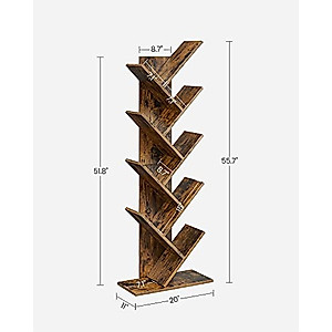 VASAGLE , 8-Tier Floor Standing Tree Bookshelf, with Shelves for Living Room, Home Office, Rustic Brown ULBC11BX