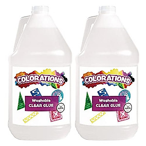 Colorations Washable Clear Glue, 2 gallons, Dries Clear, Gluing, Crafts, School Supplies, Office, Home, Classroom, Projects, Washable School Glue, Non Toxic Glue
