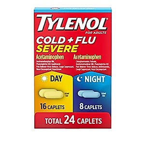 Tylenol Cold + Flu Severe Day & Night Caplets for Fever, Pain, Cough & Congestion Relief, 24 Count