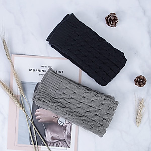 Loritta Women Knit Leg Warmers Winter Warm Long Boot Socks, B1-2pairs(black+dark Gray)