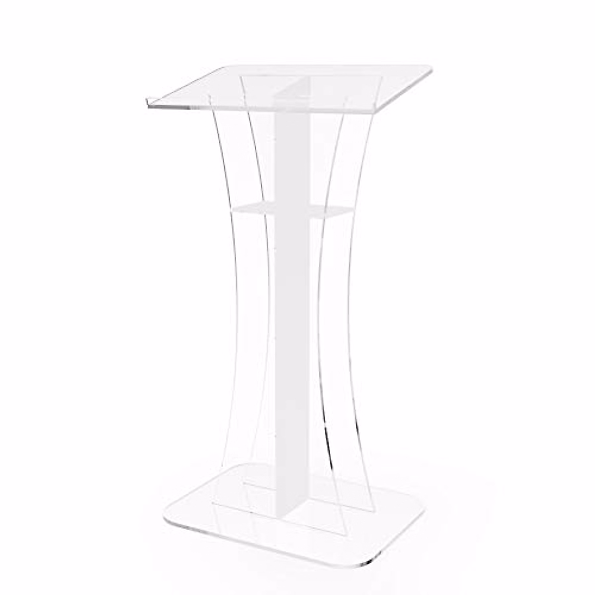 FixtureDisplays® Podium Clear Ghost Acrylic w/White Cross1803-310 Easy Assembly Required 1803-310-NEW