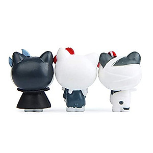 6 Pcs Cute Animal Cat Characters Toys Halloween Cat Figures Toy Set Mini Figure Collection Playset, Cake Topper, Plant, Automobile Decoration