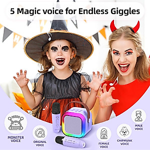 Kinglucky TOP Purple Karaoke Machine for Kids (with Fun Voice Effects) Most Popular Easter Birthday Gifts for 3-12+ Years Old Girls Boys, Mini Karaoke Machine with 2 Wireless Microphones