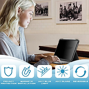 FILMEXT Magnetic 360° Privacy Screen Protector for iPad Pro 12.9 M2 M1 2021/2020/2018 (iPad Pro 12.9 6th/5th/4th/3rd Gen),Removable iPad Pro Anti Glare Anti-Spy Screen Filter[4 Way Privacy Filter]