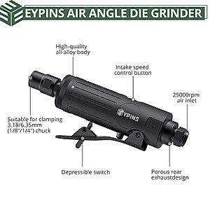EYPINS Air Straight Die Grinder,1/4" Pneumatic Angle Die Grinder,25000 RPM,Heavy Duty Compressed Sander Polisher for Contour Grinding, Cutting, Polishing, Weld Repair,Deburring