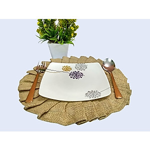 FIKIMOS Handmade Jute Firll Placemats Eco-Frindly Round Woven for Dining Table Wicker Placemats Size - 12" (1-Piece)