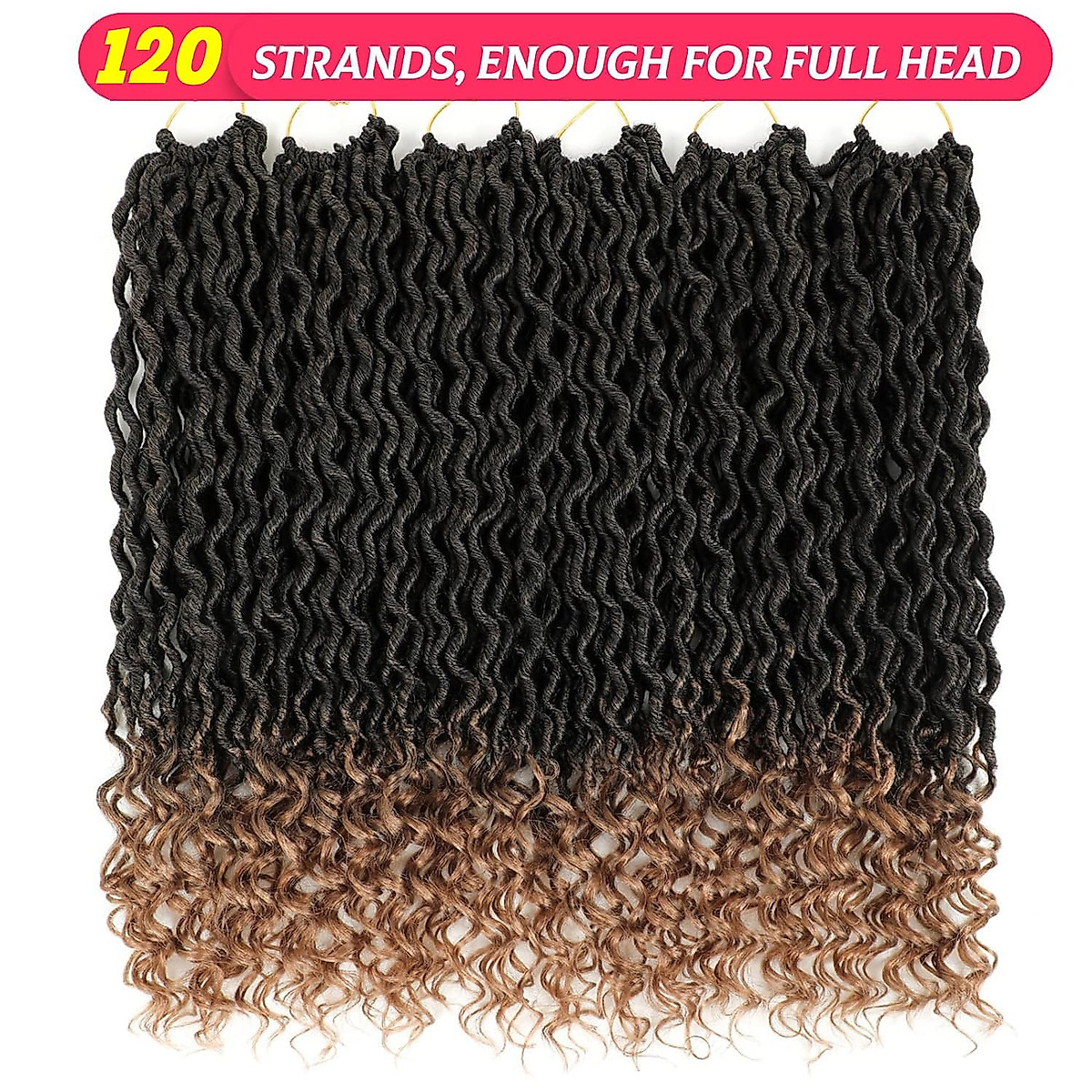 Goddess Locs Crochet Hair 20 Inch 6 Packs Faux Locs Crochet Hair Pre Looped Crochet Locs With Curly Ends Ombre Soft Loc Hair Extensions For Women(20",1b/27, 6packs)