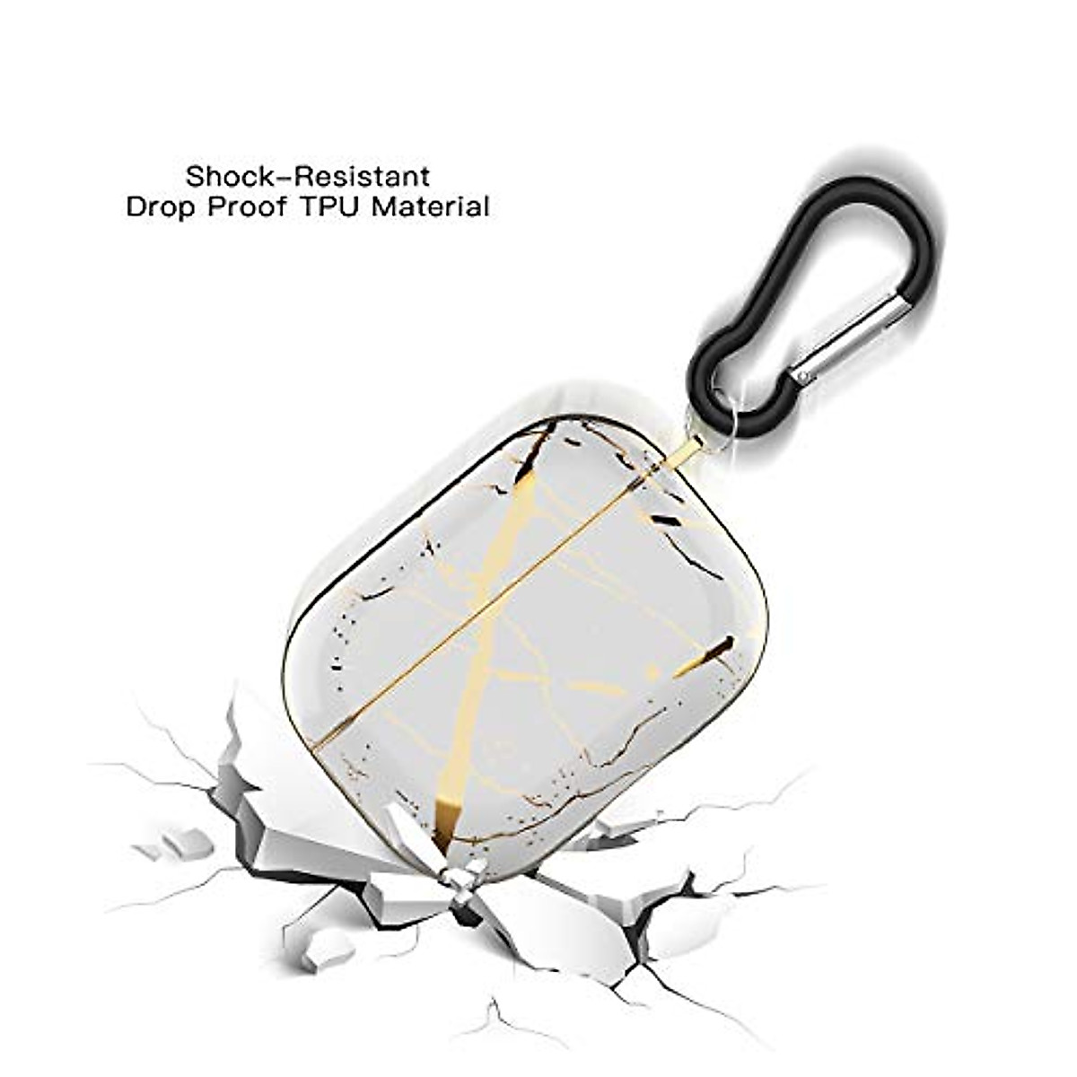 GOLINK Chrome Case for Airpods Pro, 360° Protective Stylish Marble Design for Airpods Pro Charging Case(White Marble)