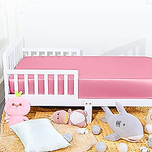 NTBAY 2 Pack Silk Satin Fitted Crib Sheet, Super Soft and Silky 28x52 Crib Sheet for Standard Crib and Toddler Mattresses, Boys, Girls, Unisex, Pink, 28x52 Inches