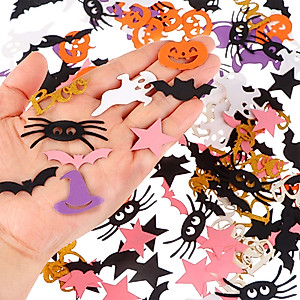 Halloween Bat Ghost Confetti Sprinkles Bats Spider Pumpkin Confetti Table Scatter Witches Spider Webs Five-Pointed Star Halloween Party Decorations Confetti for Halloween Party Favors