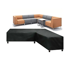 SUNSURE Patio Sofa Covers V-Shaped Sectional 118x118in Black Outdoor Waterproof Furniture Cover Dustproof Furniture Sets All Weather Protection Dust Cover for Patio Lawn Garden Veranda