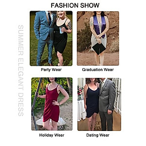 SHANZHEN Summer Sexy Slim Fitted Mini Dress for Women Adjustable Shoulder Strap Sleeveless V Neck Club Party Dresses Black