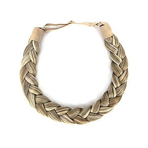 STHEJFB Braid Headband 2 3 Strands combinations Messy Wide Chunky Fluffy Elastic Stretch Hairpiece Braided Headband Women Girl Beauty accessory (Light golden grey)
